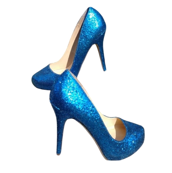 Michael Antonio | Shoes | Michael Antonio Blue Glitter Heels | Poshmark